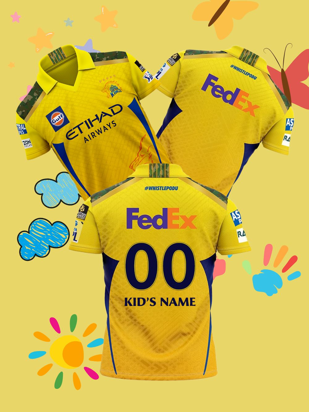 CSK 2025 Jersey Pre Release - 5 Stars - With Name And Number - TEEHUB