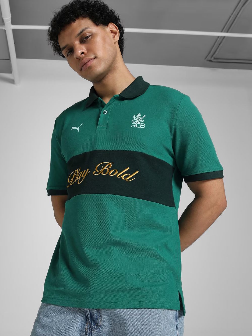 RCB Green Travel Polo 2025 - Shining Logos - TEEHUB