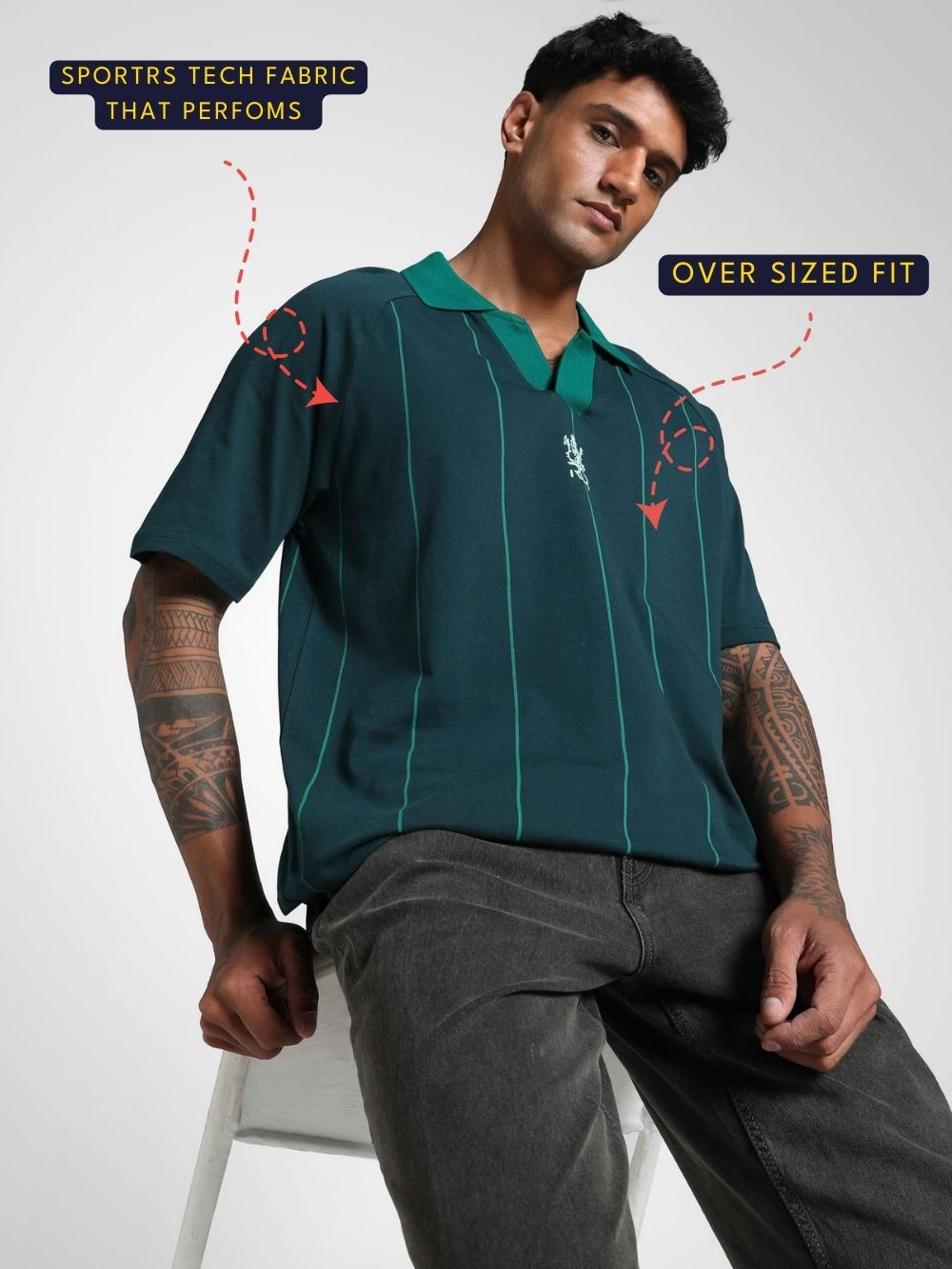 RCB Green Stripes Travel Jersey 2025 - Shining Logos - TEEHUB