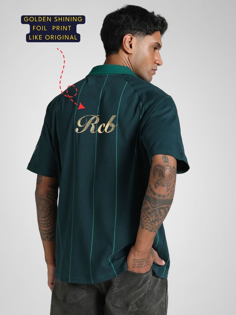 RCB Green Stripes Travel Jersey 2025 - Shining Logos - TEEHUB