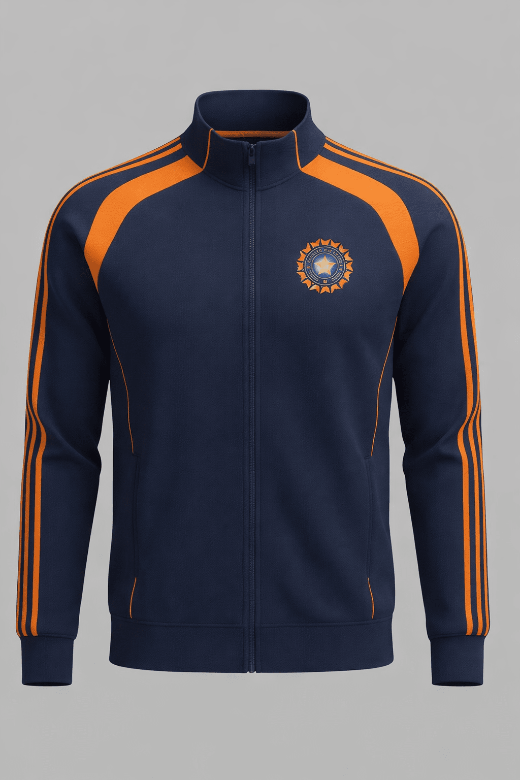 Team India Jacket - Navy and Orange - Zipper - TEEHUB